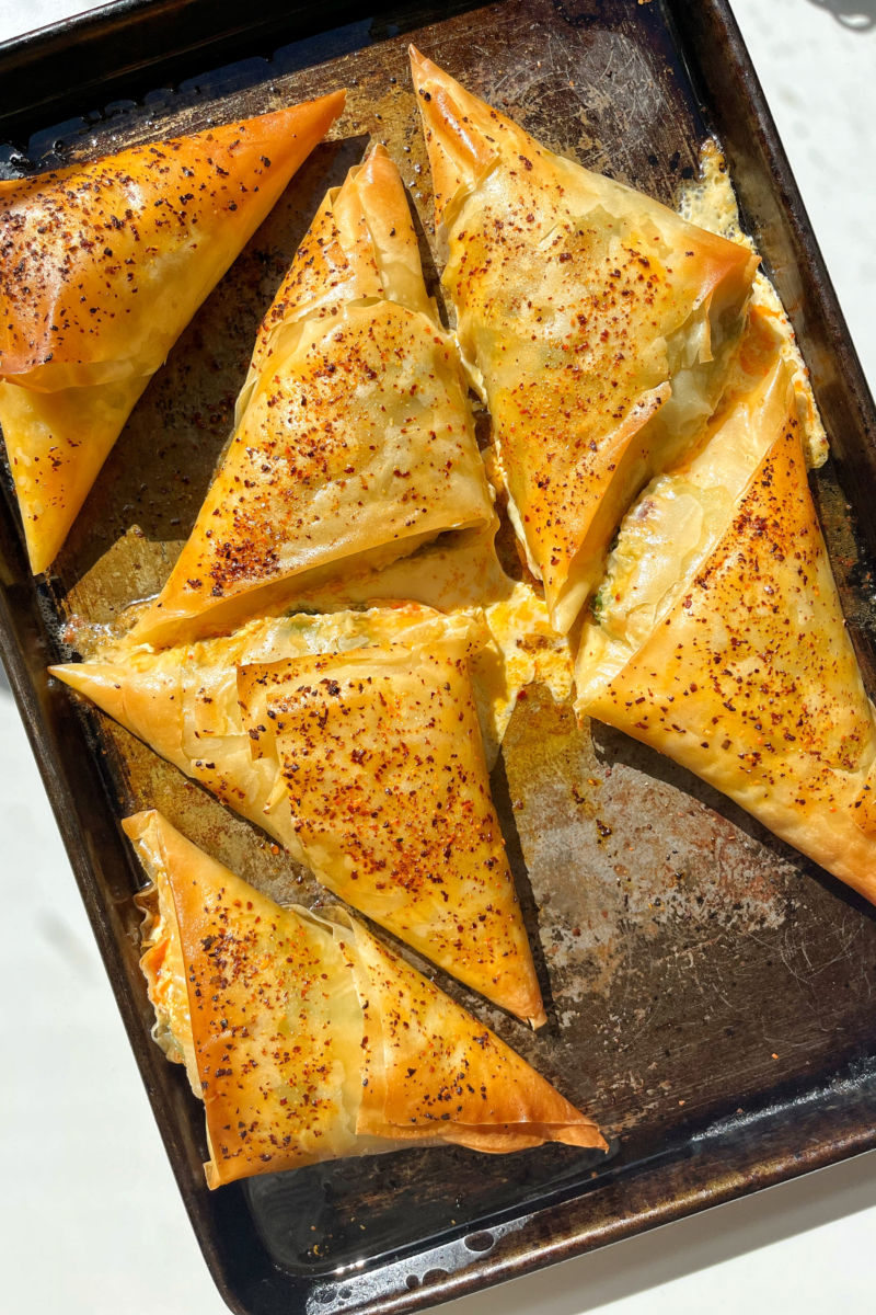 Chilli Oil Spinach Feta Pastries | Myriad Recipes